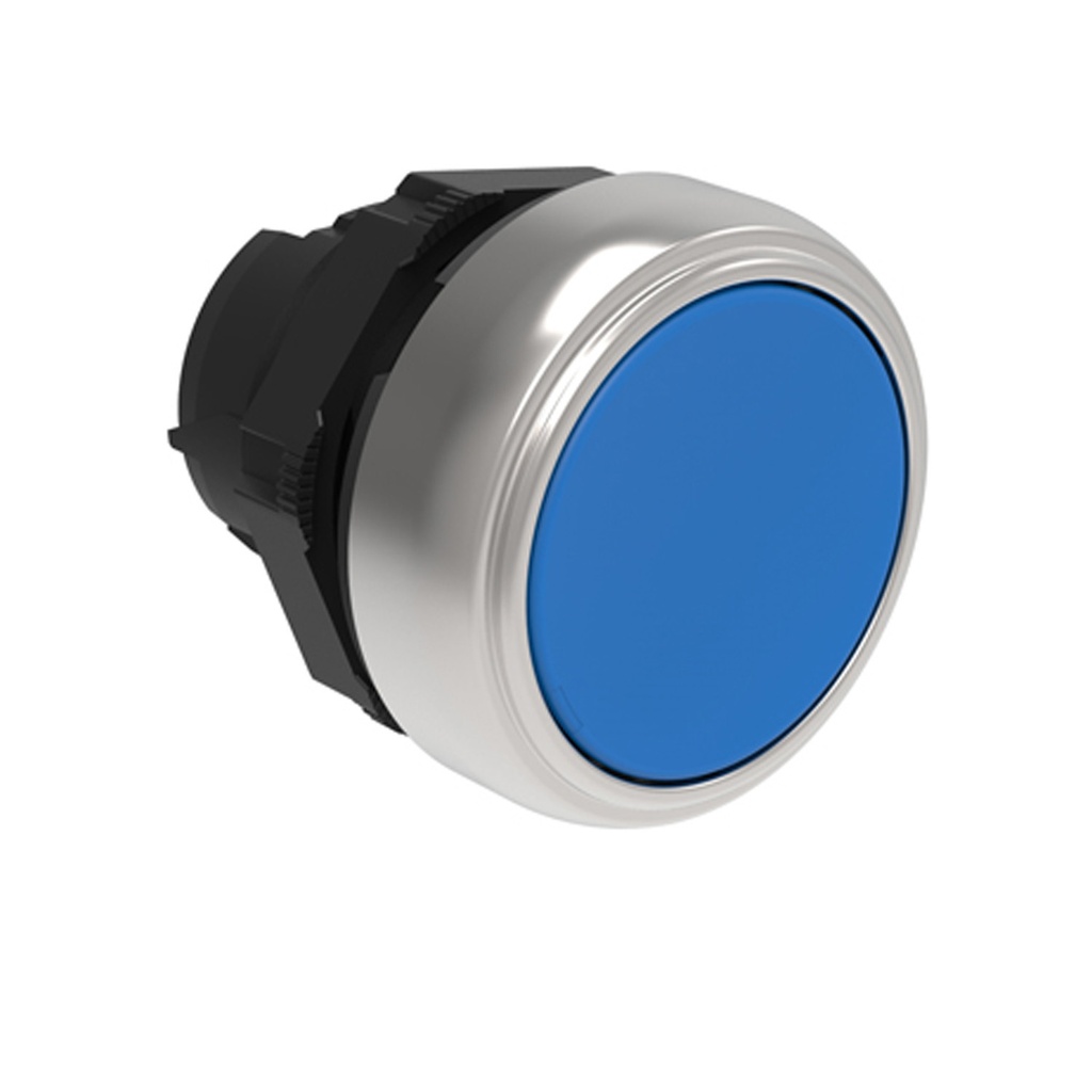Blue Push Button, Momentary, Flush Mount, 22 mm | SourceASI